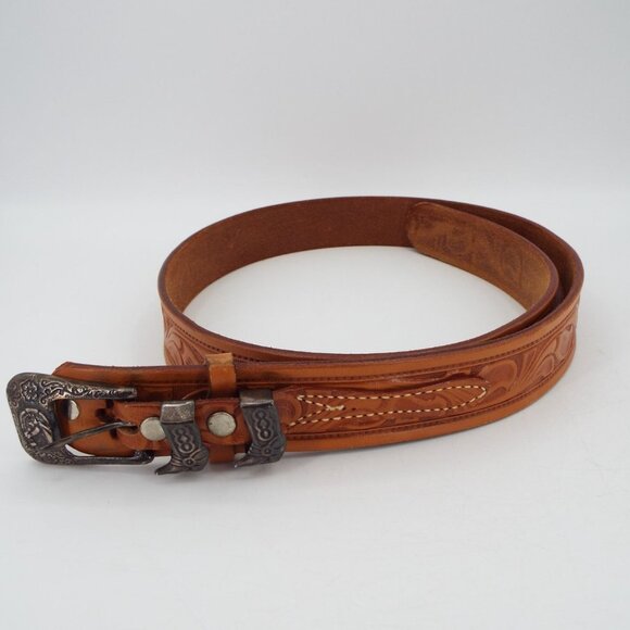 Vintage | Accessories | Vintage Looper Brown Tooled Leather Western ...